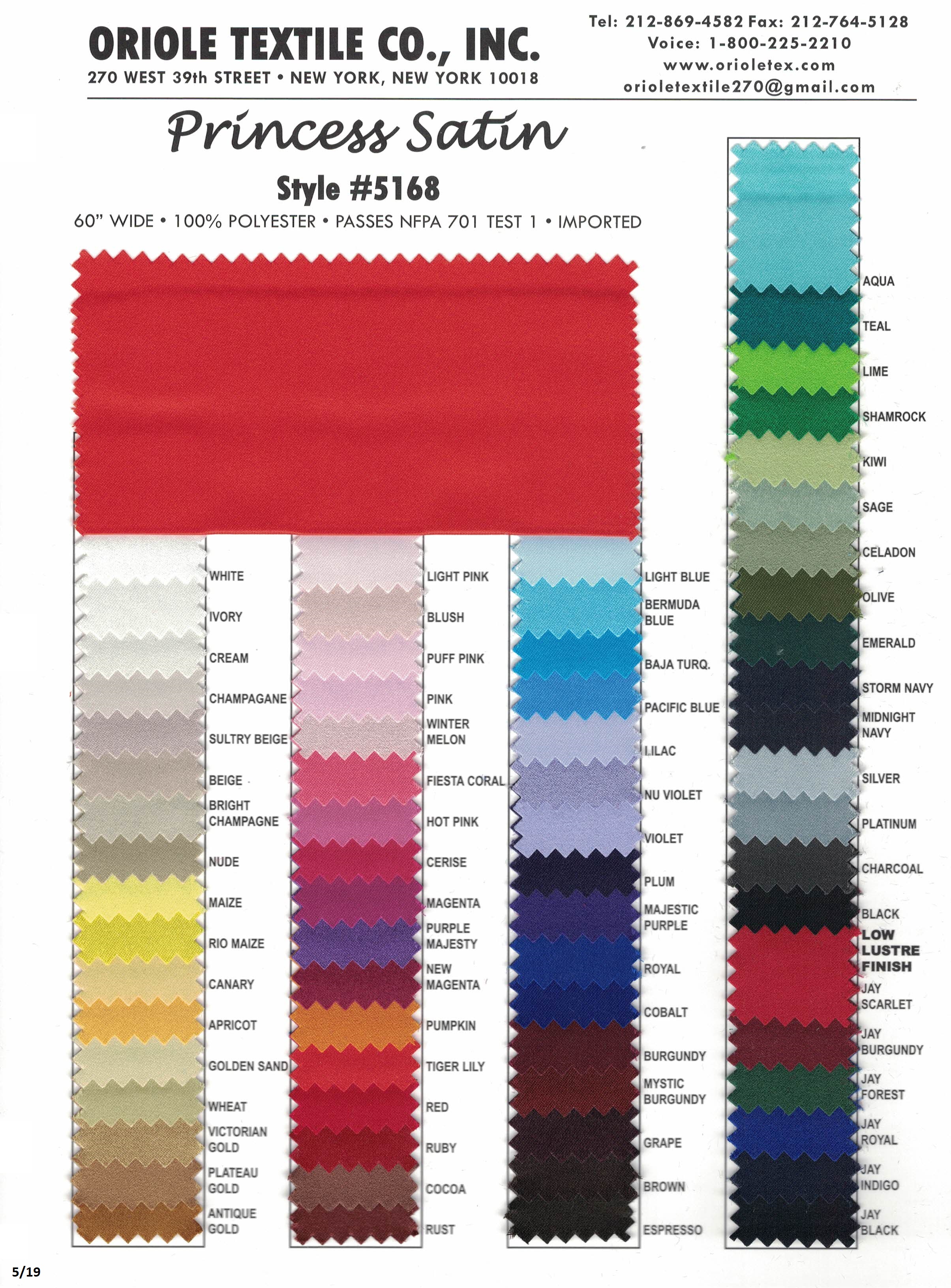 Princess Satin | Oriole Textile Co.